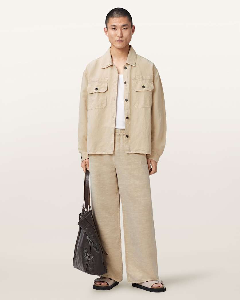Korten Linen Blend Relaxed Fit Shacket SAND BROWN | ALLSAINTS